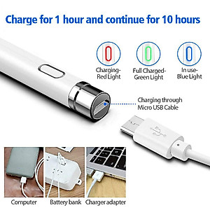 Stylus Pencil Compatible for Apple,Active Stylus Pens for Touch Screens,Smart Rechargeable Capacitive 1.5mm Fine Point iPad Pen and Most Tablets on Touchscreen Devices Stylus with Pen (White)