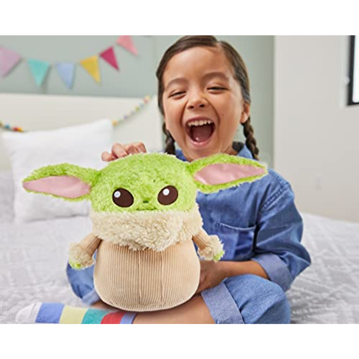 Star Wars Grogu Plush 12-Inch Toy Figure, Soft 'N Fuzzy Character Doll with Sounds, Press Hands to Activate