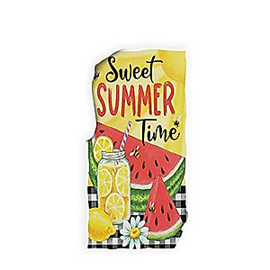 Watermelon Lemon Hand Bath Towel Sweet Summer Time Kitchen Bathroom Faucet Towel Black White Buffalo Plaid Fingertip Towel Set Highly Absorbent SPA Gym Guest Shower Towels 16x30 in Holiday Decoration