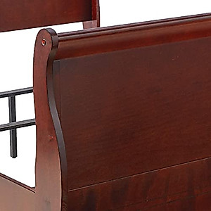 BOWERY HILL Traditional Style Queen Sleigh Bed in Cherry | KD Headboard, Footboard