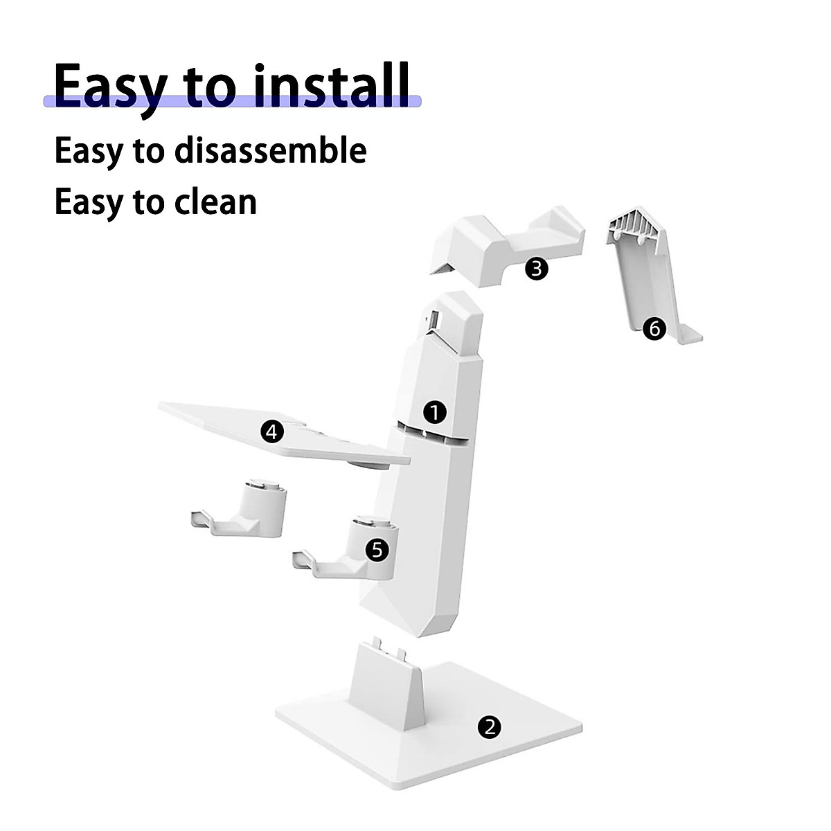 VR Stand Accessories for Oculus Quest 2/Rift S/Valve Index/HP Reverb G2 VR Headset and Touch Controllers (White)