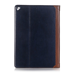 iPad Pro 1st 2nd (12.9'') Case, DMaos Vintage Book Synthetic Leather Stand Folio Smart Cover, Auto Sleep/Wake, Business Document Card Holder - Blue