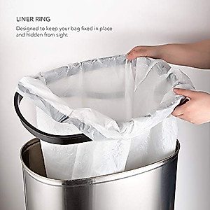 NINESTARS CB-DZT-50-13/12-13 Automatic Touchless Infrared Motion Sensor Trash Can Combo Set, 13 Gal 50L & 3 Gal 12L, Stainless Steel Base (Oval, Silver/Black Lid)