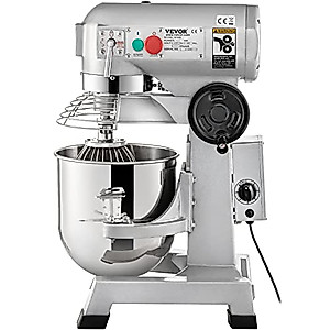 VEVOR Commercial Food Mixer, 30Qt Commercial Mixer with Timing Function, 1100W Stainless Steel Bowl Heavy Duty Electric Food Mixer with 3 Speeds Adjustable 108/199/382 RPM, Perfect for Bakery Pizzeria