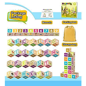 Magnetic Blocks Classroom Must Have Educational Magnet Number Letter Building Cubes Toys for Kids Preschool, Stem Numberblocks Learning Math Counting 123 and Reading Alphabet ABC for Toddlers