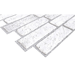 CONCORD WALLCOVERINGS ™ 3D Wall Panels, Pack of 1 - Old Brick Design in White, Realistic Textured PVC Panels, 3D Decorative Wall Coverings, 17.5" x 23.75", Covers 28.86 sq.ft., Model 571OG