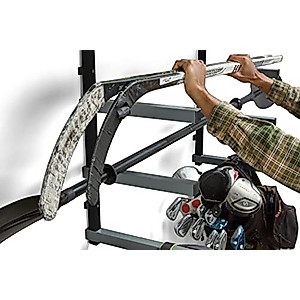 BORA Wood Organizer and Lumber Storage Metal Rack with 4-level Wall Mount - Indoor and Outdoor Use, Black & Gray - PBR-004B