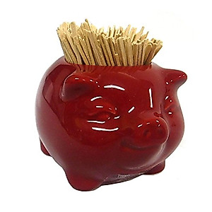 2 Piece Ceramic Platter and Pig Toothpick Holder Set