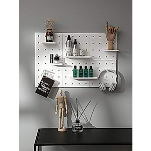 Wall Plastic Decorative DIY Convenient Pegboard Wall Mount Display Wall Organization Storage Wall Shelf for Living Room Kitchen Bathroom Office ，Set of 2
