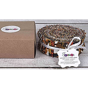 Soimoi 40Pcs Floral Artistic Print Precut Fabrics Strips Roll Up 1.5x42inches Cotton Jelly Rolls for Quilting - Brown