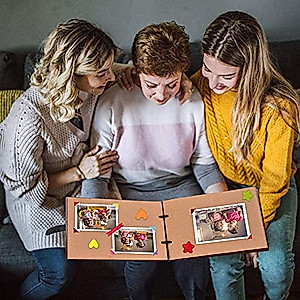 ZEEYUAN Wooden Photo Album Scrapbook DIY Photo Book Wedding Guest-Book 80 Pages Travel Memory Book Birthday Anniversary Valentine's Gift for Mother Father (I Love You)