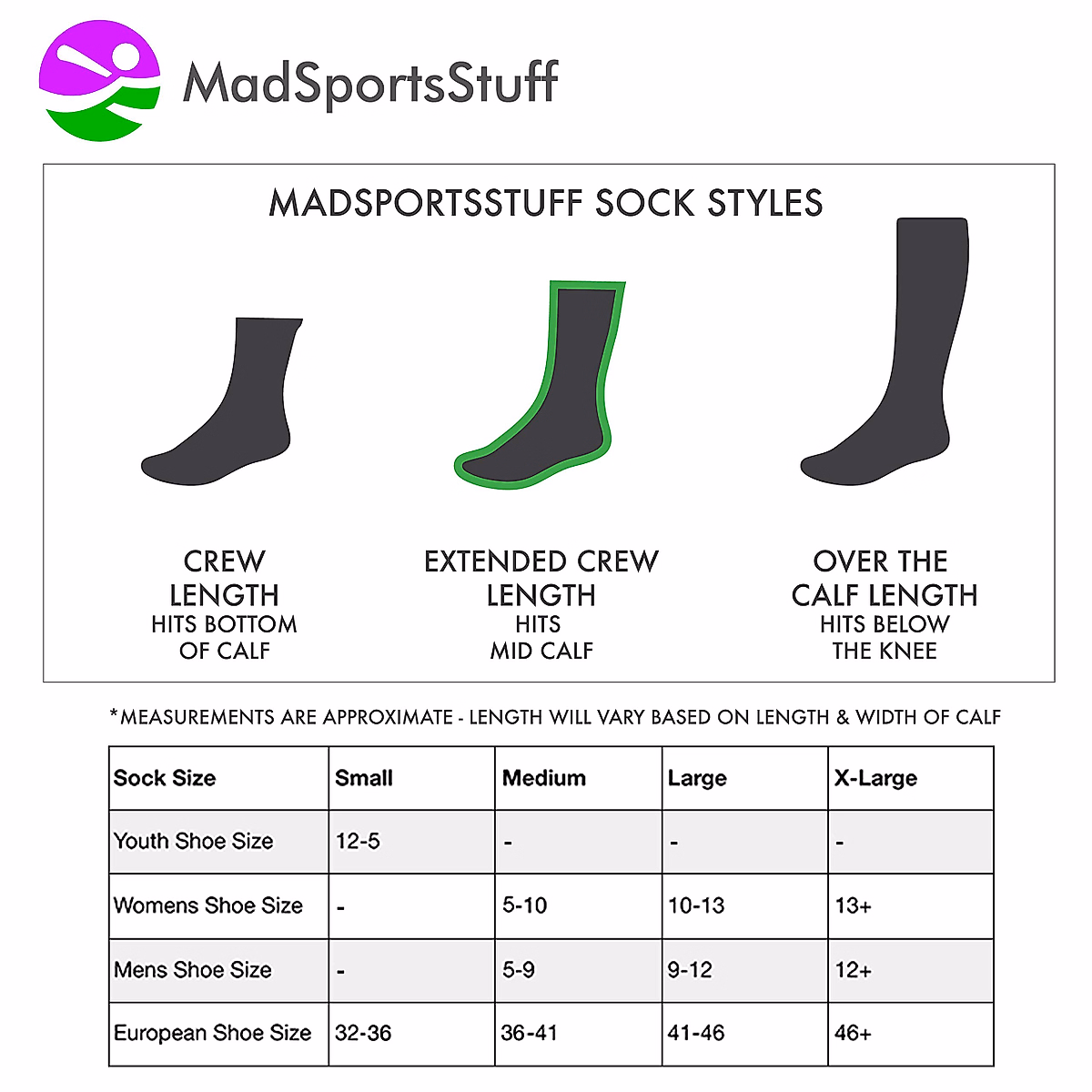 MadSportsStuff Baller Basketball Logo Crew Socks (Royal/White, Small)