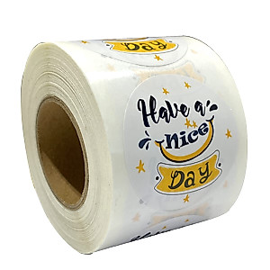 2 Inch Have a Nice Day Stickers,Decorative Business ,Envelope Sealing,Thank You Adhesive Packaging Labels for Tool Boxes,Laptops,500 Pcs Per Roll