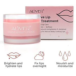 Lip Scrub Mask, Lip Sleeping Mask with Double Effect, Repair Lip Mask for Dry, Cracked Lips, Lip Moisturiser for Lip Treatment Care, Lip Repair Balm (Strawberry)