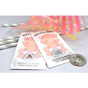 Girl What's In My Diaper Baby Shower Scratch Off Game | 24 Cards - 1 Winner | Baby Shower Games | Baby Shower Prizes | Door Prizes | Dirty Diaper Game