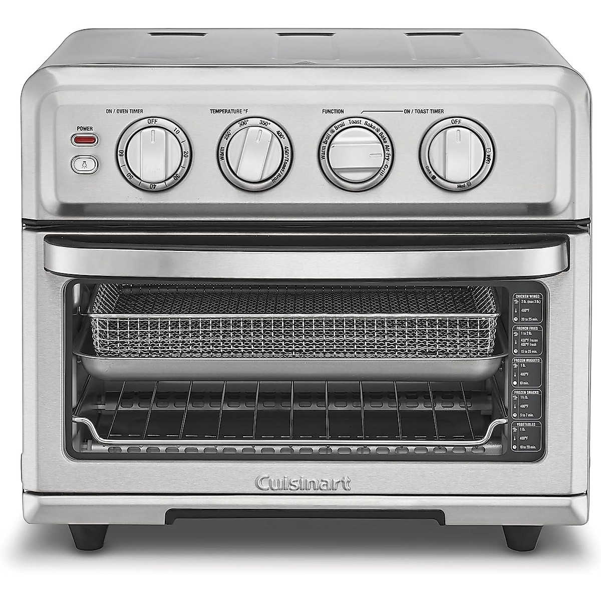 Cuisinart Air Fryer + Convection Toaster Oven, 8-1 Oven with Bake, Grill, Broil & Warm Options, Stainless Steel, TOA-70