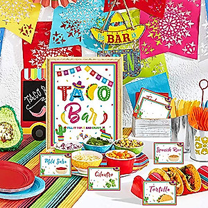 Kitticcino Taco Bar Decoration Kit - Banner Sign Tents Garland for Fiesta Mexican Cinco De Mayo Themed Party Bachelorette Bridal Shower, Housewarming
