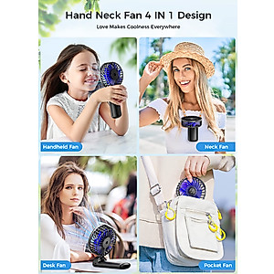 JZCreater Mini Handheld Fan,Portable Hand Held Fan, 15H Cooling Fan, Quiet 4 Speed, USB Rechargeable Battery Operated Desk Fan, Small Folding Electric Fan for Travel Outdoor Home Office Makeup, BLACK