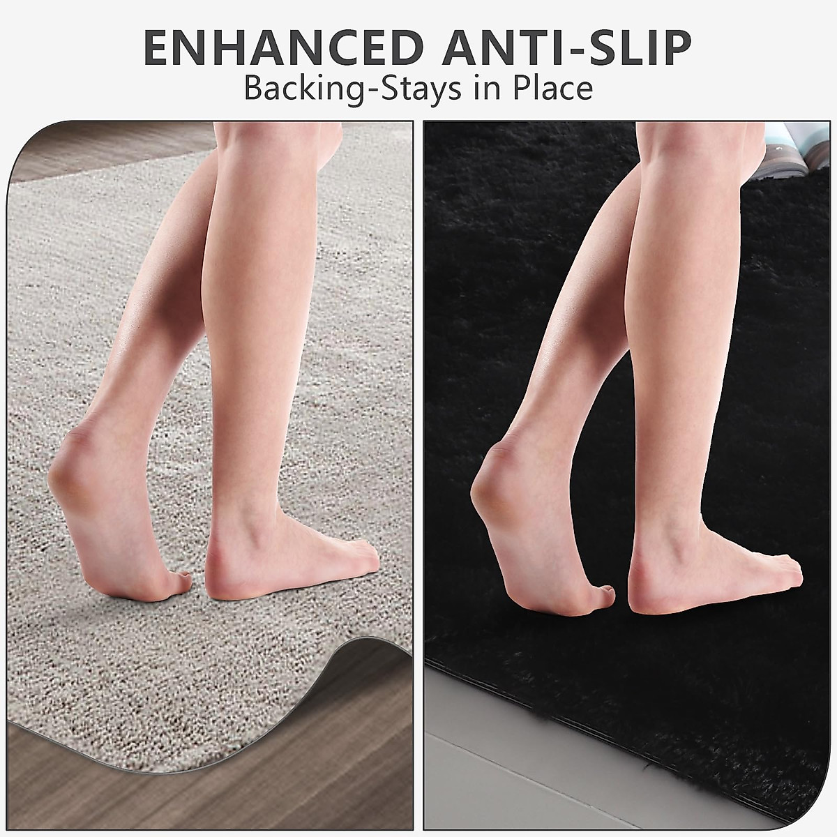 Shag Area Rugs for Bedroom Living Room,5X8 Ultra Soft Fluffy Area Rugs for Dorm,Indoor Carpet Nursery Rugs for Kids Girls Room Home Decor, Black