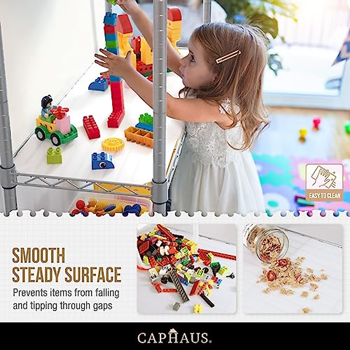 CAPHAUS NSF Adjustable Shelves Wire Shelving Unit w/Liner, Kitchen Storage Shelving, Metal Steel Storage Shelving, Garage Shelving Storage Organizer, Utility Shelf, 3-Tier no Wheel, Black