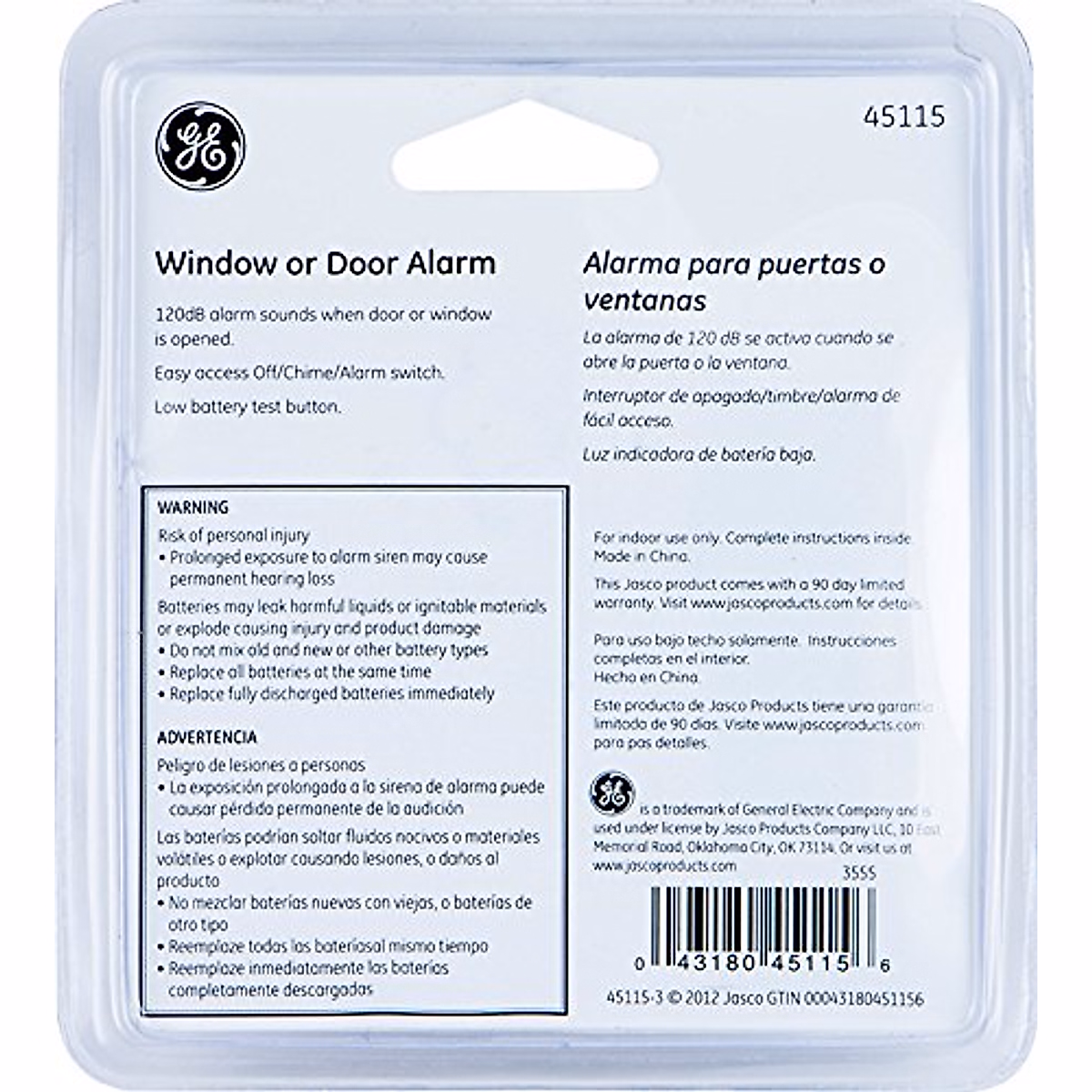 GE Personal Security Window and Door Alarm, 2 Pack, DIY Protection, Burglar Alert, Wireless Chime/Alarm, Easy Installation, Home Security, Ideal for Home, Garage, Apartment and More,White, 45115