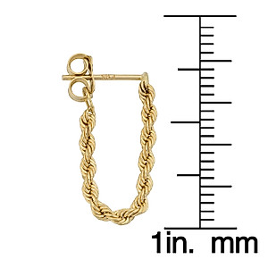 Kooljewelry 14k Yellow Gold Rope Chain Earrings
