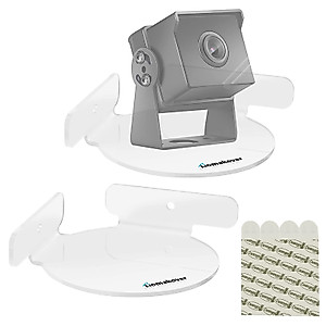 Acrylic Mini Circular Corner Shelf Mount for Security Cameras, Baby Monitors, Speakers, Plants & More, Universal Cam Holder, Easy to Install, Screwless with Damage-Free Replacement Strips (Clear)