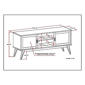 SIMPLIHOME Draper SOLID WOOD Universal TV Media Stand, 60 Inch Wide, Modern Industrial, Living Room Entertainment Center, for Flat Screen TVs up to 70 Inch in Teak Brown