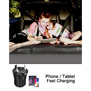 SUPERONE 150W Car Power Inverter DC 12V to 110V 120V Car AC Adapter Inverter 5-in-1 Cup Holder Design Dual USB Car Charger and 2 Car Power Adapter