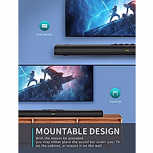 Sound Bar, Sound Bar for TV, Soundbar with Built-in Subwoofer, Wired & Wireless Bluetooth 5.0 Speaker for TV, HDMI/Optical/Aux/USB, Wall Mountable, Surround Sound System for TV & Home Theater 2023 NEW