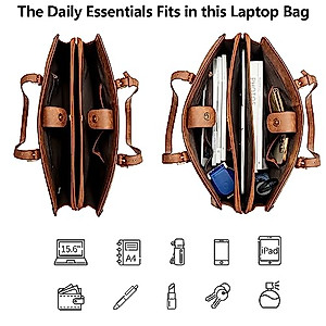 BOSTANTEN Laptop Tote Bag for Women Work Bag Professional 15.6 inch Leather Briefcase Business Office Purse Shoulder Bag