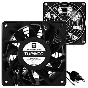Network Cabinet Fan (Dual 2pc Kit) Server Rack Cooling (Rackmount Muffin Extra Strong Fans Pair 120mm 4in) Steel Frame Ventilation with 110V AC/Ground Cable - Tupavco TP1510