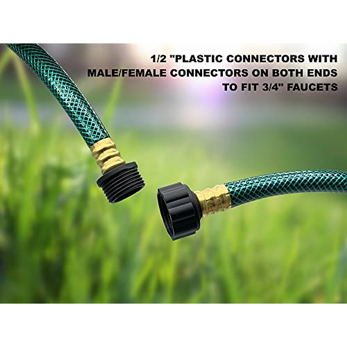 1/2 Inch Garden Hose 15FT, Boat Hose, Flexible & Durable, with 3/4" Solid PVC Male to Female Fitting for Household, Outdoo