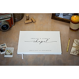 Personalized Guest Book - 11.5" x 8.5" Custom Bride & Groom Names with Bookmark and Hard Cover 120 GSM Blank Pages, for Weddings Guest Book, Engagements, Birthdays, Special Events, Eggshell