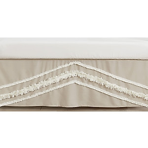 Sweet Jojo Designs Boho Bohemian Boy Girl Baby Crib Bed Skirt Nursery Dust Ruffle - Solid Taupe Beige Ivory Cream Off White Linen Farmhouse Shabby Chic Designer Modern Minimalist Tufted Cotton Neutral