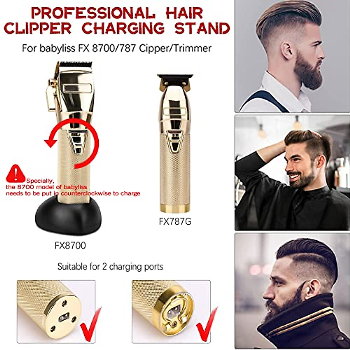 Hair Clipper Charging Stand for Babyliss FX 8700GCN 787GCN Electric Trimmer Charging Replacement Accessory Standing Charger Base Barber Cutting Tools