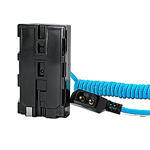 KONDOR BLUE Braided Coiled D-Tap to Dummy Battery NPF Cable Compatible with Sony L-Series SmallHD Monitors LED Lights and More.