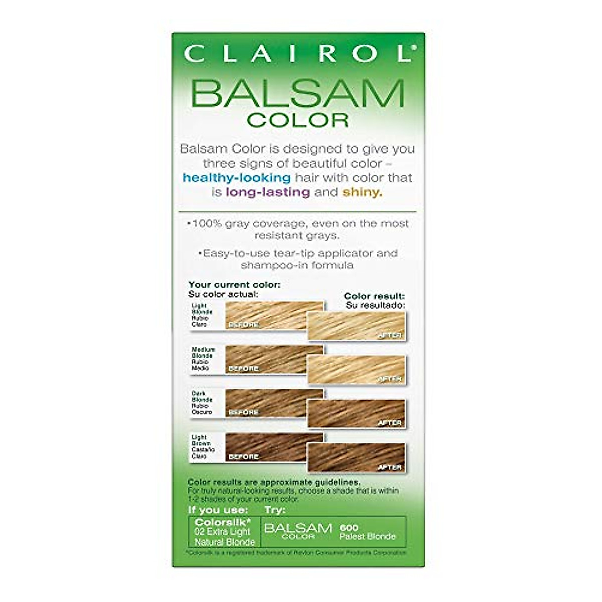 Clairol Balsam Permanent Hair Dye, 600 Palest Blonde Hair Color, 3 Count