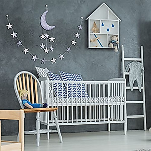 Moon and Stars Nursery Decor - Two Baby Wall Decorations for Nursery Hanging Moon Nursery Wall Decor and Separate Star Wall Baby Decor for Nursery Star Baby Nursery Garland