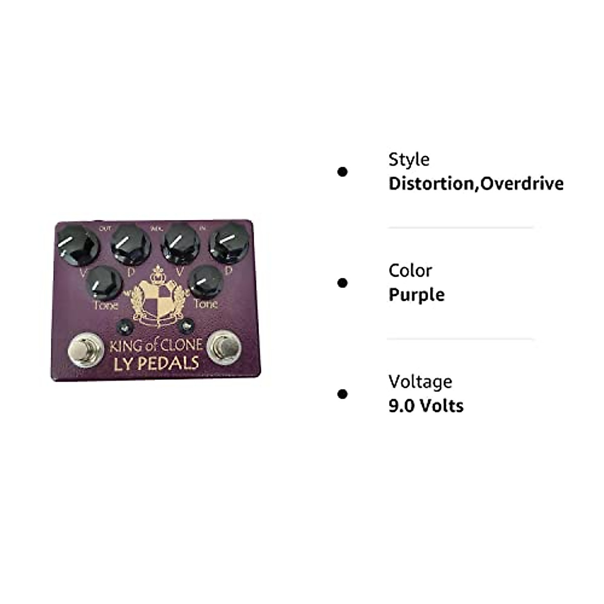 LYR Guitar effect pedal OVERDRIVE pedal electric guitar King Of Pedal Professional effect pedal True bypass, purple, 120 * 93 * 65 mm (V4)
