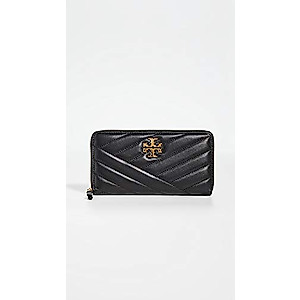 Tory Burch Women's Kira Chevron Zip Continental Wallet, Black, One Size