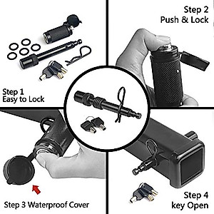 KAYCENTOP Hitch Receiver Pin Lock Trailer Locking 5/8 Inch Pin Security Hitch Locks Fit 2 inch 2.5 inch Hitch Receiver Class III IV Hitches 2 Pack Black Anti-Theft Anti-Noise 3 Tubular Alike Keys