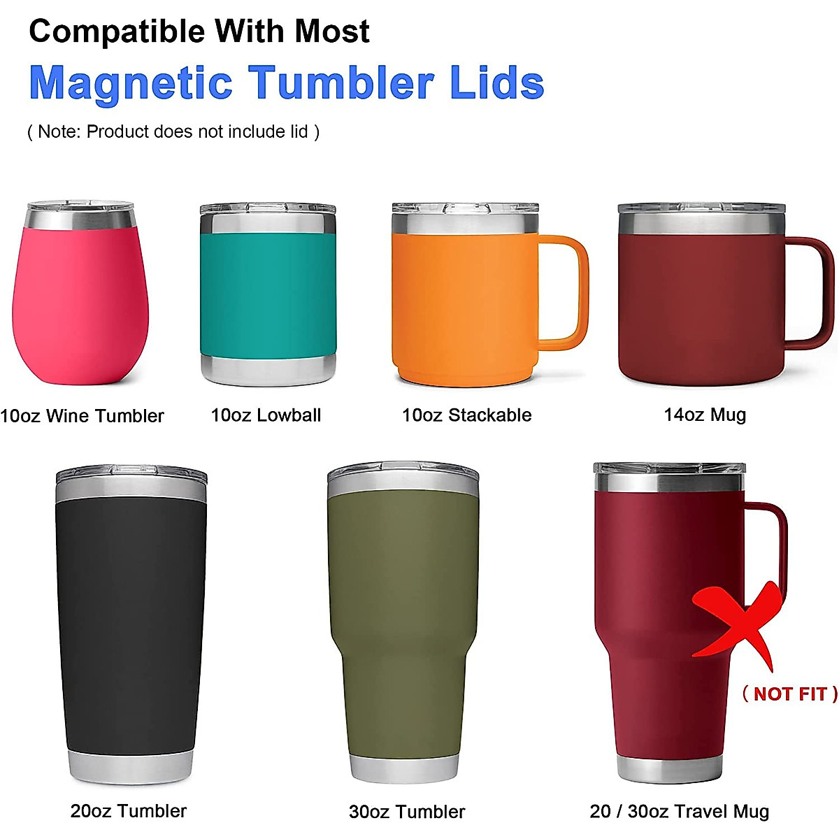 YOUCOX Magnetic Slider Block Replacement, Compatible with YETI Magnetic Lid 10oz, 14oz, 16oz, 20oz, 26oz, 30oz(Black 4Pack)