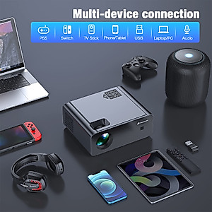 5G WiFi Bluetooth 4K Projector, Autofocus 450 ANSI Lumen Full HD Native 1080P Projector, Outdoor Projector Auto 6D Keystone, 50% Zoom, 300” Display Movie Projector for Home Theater