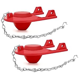 Toilet Flapper High Performance Universal Flapper for 2-Inch Flush Valves with Stainless Chain, Long Lasting Rubber-Easy to Install Red (2 inch 2pc)