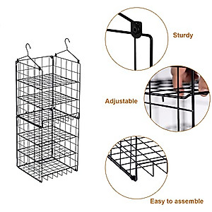 Glolaurge 6 Tier Hanging Closet Organizer and Storage, Closet Hanging Shelves with 2 Hooks, Metal Closet Shelf Organizer for Clothing, Sweaters, Handbags