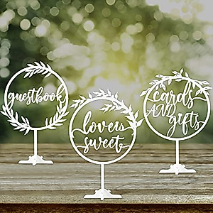 3 Pcs Wedding Wooden Table Decoration Sign Love Is Sweet Sign Guestbook Sign White Cards and Gifts Sign Wedding Centerpieces for Rustic Wedding Reception Married Party Table Decoration