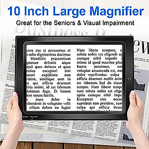 4X Magnifying Glass for Reading, 10＂x 6＂Large Full Page Magnifier with 50 Ultra-Bright LED Lights, Evenly Lit Perfect for Low Vision Person and Seniors