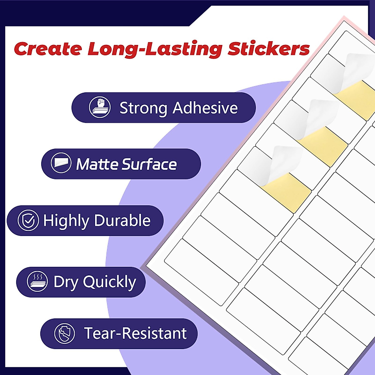 HABGP Return Address Labels, 1" X 2-5/8" Matte Mailing Label Stickers Personalized for Laser/Inkjet Printer, Shipping, School Supplies, White Labels (30 per Sheet, 30 Sheets, Total 900 Labels)