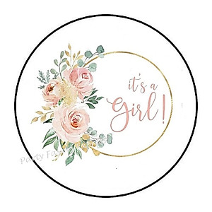 Party Favors Express It's A Girl Baby Shower Envelope Seals Labels 1.5 inch Stickers (30)